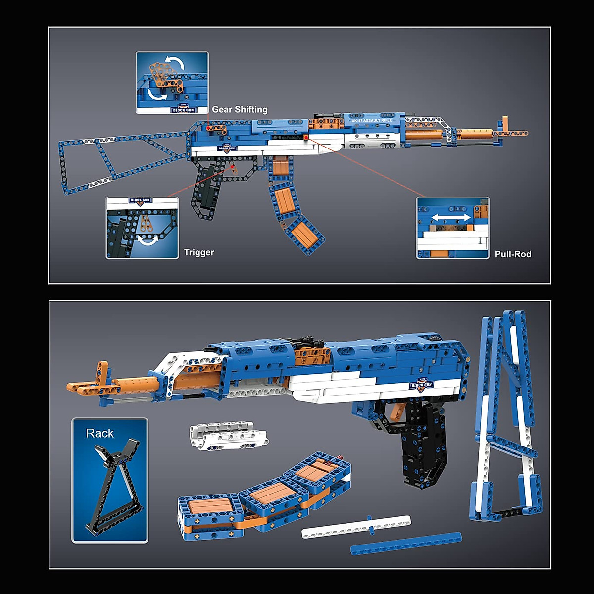 Bestoyz AK-47 Rifle Model Guns Building Blocks Toy Set, DIY Assemble Building Bricks Construction Toys, Educational Technical Engineering Building Kit, Gifts for Kids Teens Boys Aged 8 9 10 11 12+