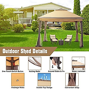 Wonlink 11x11 ft Gazebo Tent with Mosquito Netting, Folding Heavy Duty Height Adjustable Sun Shelter Gazebos