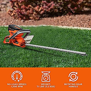 Redback 40V Hedge Trimmer Cordless Bush Trimmer with 1300 RPM Maneuverable 40V Battery Operated Hedge Trimmer Gardening Tools for Cutting and Pruning Shrubs W/ 2Ah Battery Charger