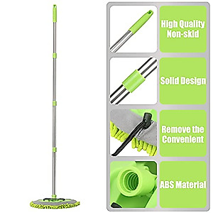LumiMokki 62" Car Wash Mop Kit, Car Wash Brush with Long Handle Stainless Steel Pole, Car Wash Kit Car Detailing Kit Car Wash Mop Mitt Car Cleaning Supplies Kit for RV Cars SUV Trucks and Bus (Green)