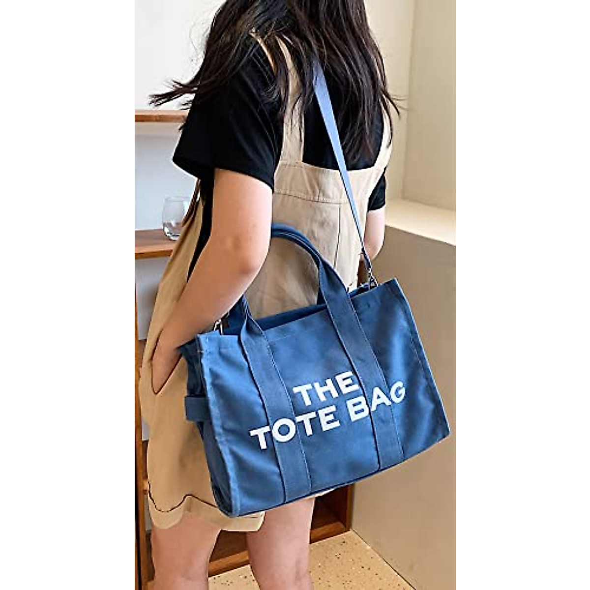 Tote Bag for Women, Travel Canvas Tote Bags for Women, Fashion Crossbody Bags Handbag Bag Casual Large Capacity for Office, Travel, School - BlueBlack