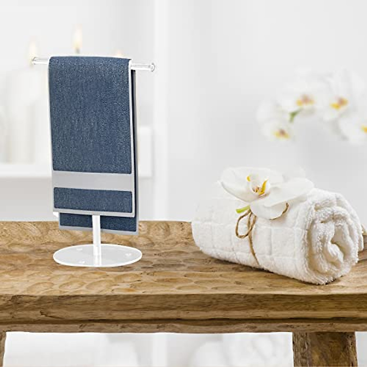 Liuyoyo Bathroom Hand Towel Holder Stand,T-Shape Acrylic Standing Hand Towel Holder,Towel Rack Stand countertop Towel Holder Tower Bar for Bathroom Kitchen Countertop