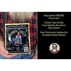 Grandpa Gus's Spider Repellent Pouches, Peppermint and Lemongrass Oil Formula Repels Spiders and The Insects They Eat, Use in Closet, Basement, Cabin, Shed, RV, Garage, 8.8 Oz (0.88 Oz x 10 Pouches)