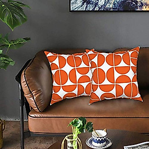 Vazzio Mid Century Modern Orange Throw Pillow Covers,Geometric Pattern Decorative Pillowcase Double Side Print Cushion Covers for Sofa Couch Bed 18x18 Inches,Set of 2