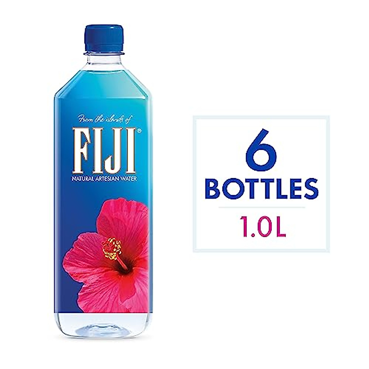 FIJI Natural Artesian Bottled Water 1 Liter / 33.8 Fl Ounce (Pack of 6)