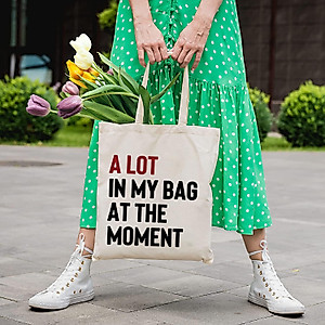 QualityLife Tay White Tote Bag Singer Merch Cosmetic Bag for Fans,A Lot In My Tote Bag Womens Birthday Gifts