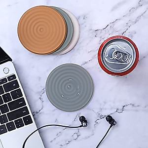 Set of 6 Silicone Coasters for Drinks - HOMKULA 10mm Thick, Coasters for Coffee Table, Drink Coasters for Wooden Table, Rubber Coasters, Stain-Resistant, Non-Absorbent, Dishwasher Safe