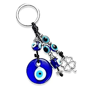 Handmade Evil Eye Keychain Clover Good Luck Charms Evil Eye Car Hanging Ornament Cute Key Ring