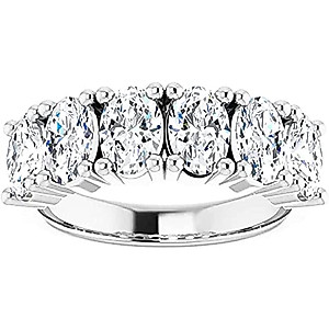 Moissanite World Touch of Paradise Bold Eternity Wedding Band,Oval Cut 6.00CT,VVS1 Clarity, Colorless Moissanite, 925 Sterling Silver, Engagement Ring, Wedding Gift, Perfact for Gift (6.5)