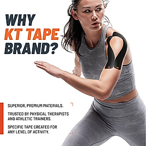 KT Tape, Original Cotton, Elastic Kinesiology Athletic Tape, 20 Count, 10” Precut Strips, Blue