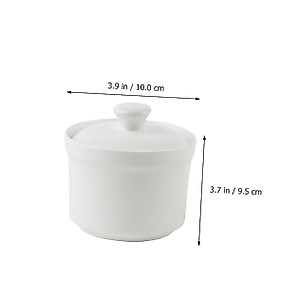 PRETYZOOM Ceramic Stew Pot Mr Noodles Japanese Miso Bowl Fruit Dish Oatmeal Soup Steam Oven Butter Warming Pot Tagine Sauces Cup Soup Pot with Lid Enamel on Steel Stock Pot Ceramics White