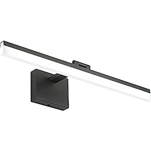 SOLFART Dimmable Black Vanity Light Bar Lighting Fixtures Modern Bathroom Light Fixtures 6000K Rotatable White Aluminum LED Light