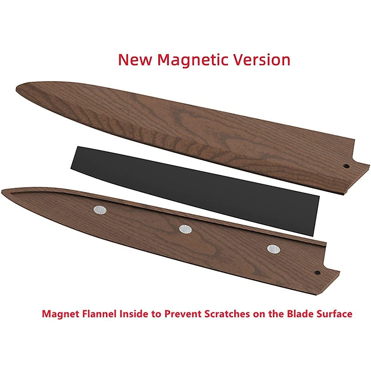 Aibote Handmade Natural Black Walnut Wood Japanese Kiritsuke Chef Knife Sheath Magnetic Knives Case Holder Protector Wooden Cover (Bevel Entrance,8 inch)