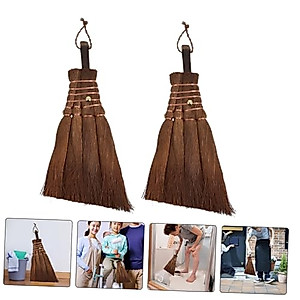 HONMEET 2pcs Small Broom Handheld Broom Sweeper Broom Household Cleaning Tool Brush for Desk Mini Corn Broom Kitchen Countertop Broom Counter Cleaning Broom Asian Straw Soft Broom Palm