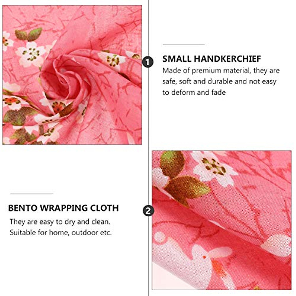 Amosfun Japanese Wrapping Cloth Handkerchief Japanese Bento Lunch Bandana Cover Pink Decorative Table Plate Cloth for Home Picnic Camping Outdoor Bento Wrapper 50X50CM