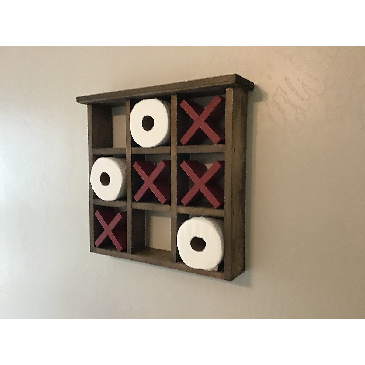 Tic Tac Toe Bathroom Toilet Paper Storage Shelf- NEW DESIGN- Handmade-NO ASSEMBLY REQUIRED-Bathroom Wall Decor