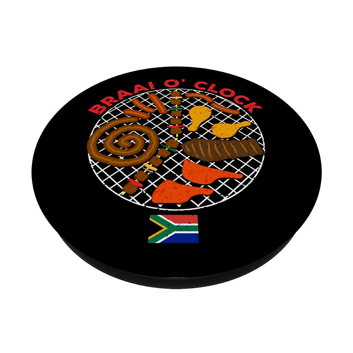 Braai O' Clock Time Funny South Africa Flag PopSockets PopGrip: Swappable Grip for Phones & Tablets