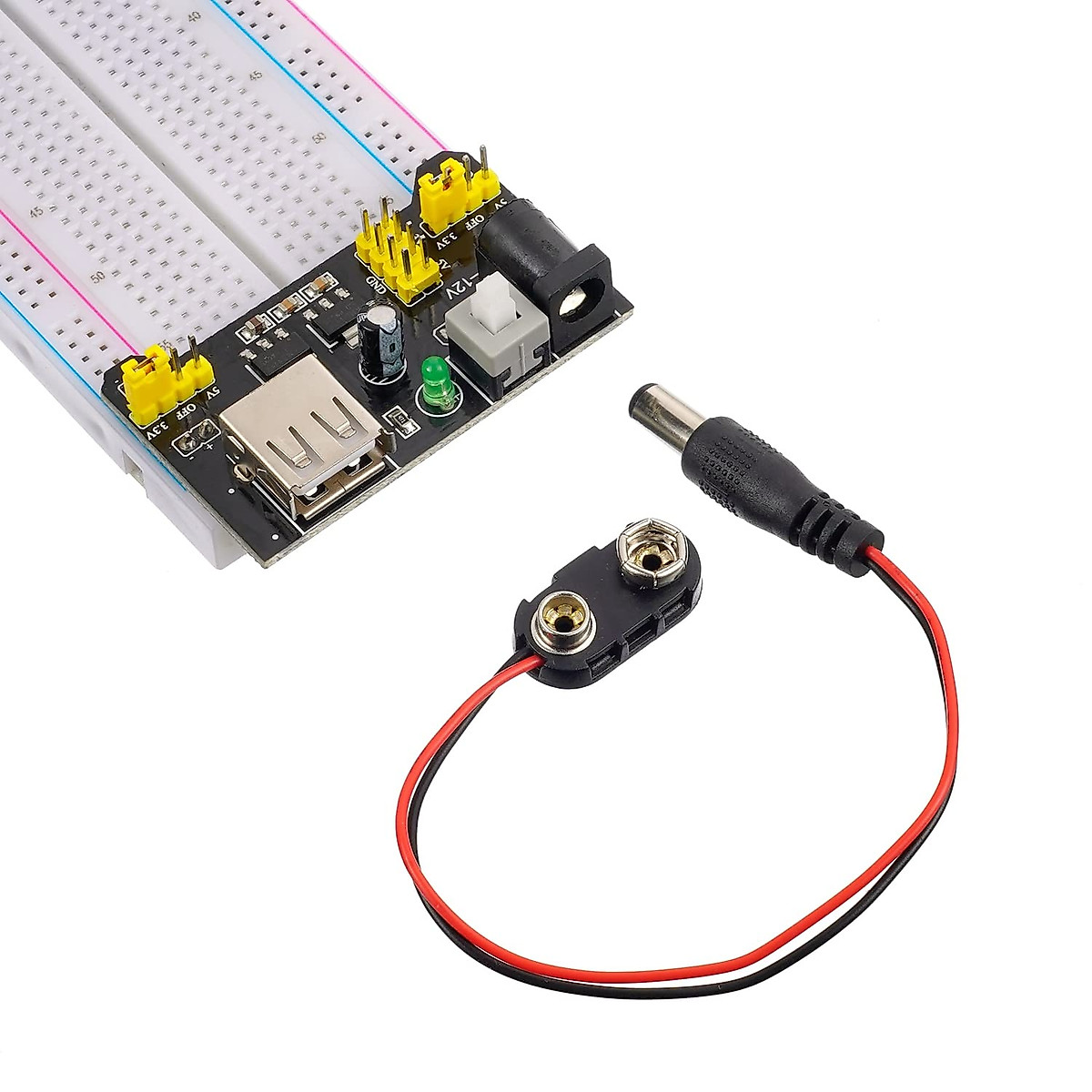 HUAREW Breadboard Kit with Power Supply Module， Jumper Wires，Battery Clip，830 & 400 tie-Points Breadboard