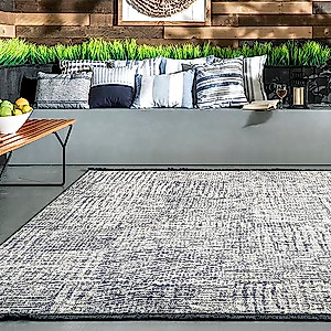 nuLOOM Vada Fringe Indoor/Outdoor Area Rug, 9' x 12', Grey