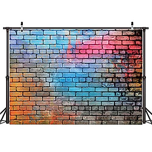 AIIKES 7x5FT Colorful Brick Wall Photo Backdrop 80's Hip Hop Disco Baby Birthday Wedding Graduation Themed Party Photography Background Fashion Decor Studio Photo Booth 11-502