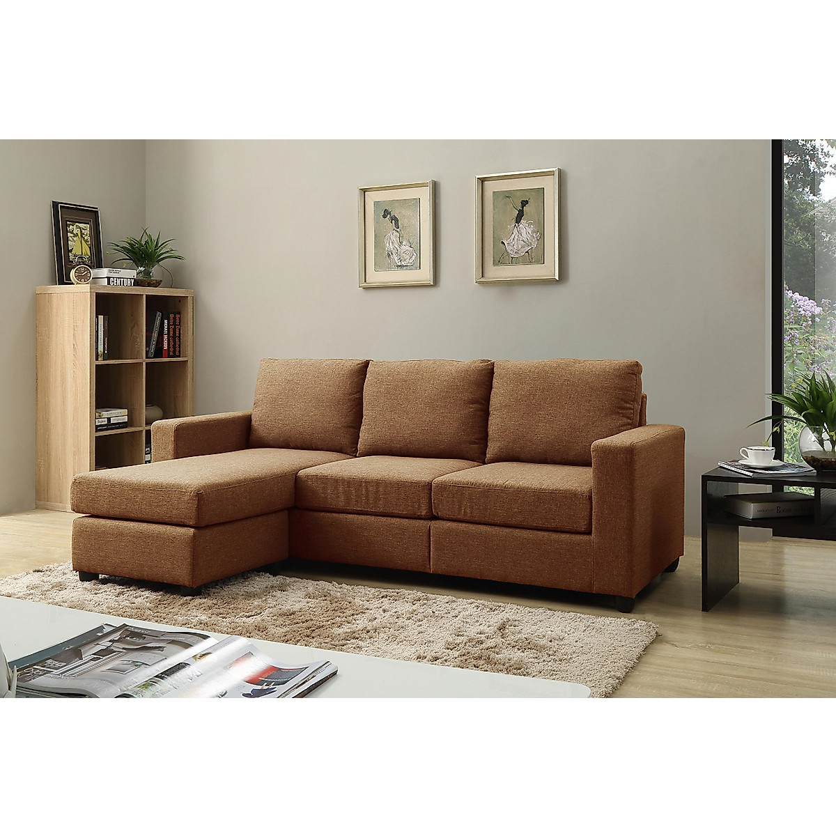 NHI Express Alexandra Convertible Sectional, Brown