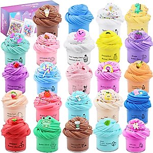 LKAXYTP 24 Pack Butter Slime Kit, Party Favor Supplies, Super Soft, Non-Sticky, Goody Bag Toy, Prize for Girl and Boys, Christmas Stocking Stuffers