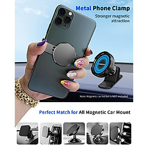 CHEEDAY Metal Phone Clamp for Magnetic Car Mount, [Clip & Remove at Anytime] Durable Metal Phone Clip for Most Magnet Phone Holder Compatible with iPhone 12 13 14 Pro Max, Samsung and More, Gray