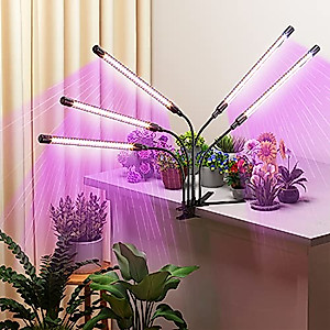 GroDrow Grow Lights for Indoor Plants, 150 LED Grow Light for Seed Starting with Red Blue Spectrum, 3/9/12H Timer, 10 Dimmable Levels & 3 Switch Modes, Adjustable Gooseneck Suitable for Various Plant