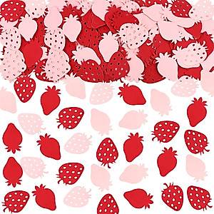 Keaziu 100PCS Strawberry Confetti Strawberry Table Pink and Red Confetti for Baby Shower Themed Bee Birthday Table Decoration Supplies (red)