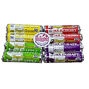 Regal Crown Candy Rolls Assortment - Sour Cherry Lemon Apple Grape 2 Rolls of Each Flavor