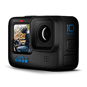 GoPro HERO10 Black (Hero 10) - Waterproof Action Camera with Front LCD and Touch Rear Screens, New GP2 Engine, 5K HD Video, 23MP Photos, Live Streaming, 64GB Extreme Pro Card and Extra Battery