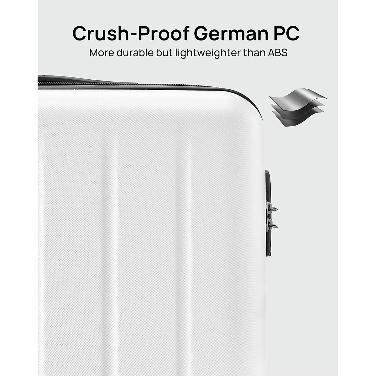 NINETYGO Hardside Scratch resistant Luggage, Spinner Suitcases Airline Approved with Wheels for Travel, Lightweight Luggage with TSA Lock (Solid White, Checked-22-Inch)