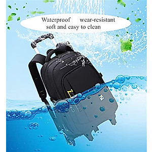 EKUIZAI Solid Color Trolley Backpack Schoolbag for Middle School Students Elementary Rolling Bag Daypack for Teen Boys