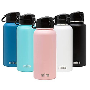 MIRA 32 oz Stainless Steel Water Bottle - Hydro Vacuum Insulated Metal Thermos Flask Keeps Cold for 24 Hours, Hot for 12 Hours - BPA-Free One Touch Spout Lid Cap - Rose Pink