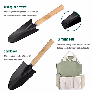 Whonline Gardening Tool Set of 10,Gardening Tools and Supplies,Garden Tool Kit with Bag Gloves, Indoors Outdoors for Women Men Gift