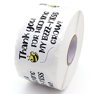 muminglong 1.5 Inch Thank You for Helping My Bzzz-Ness Grow Sticker,Bee Sticker,Thank You Sticker, Small Business, Handmade Sticker,Packaging Sticker, 500 PCS