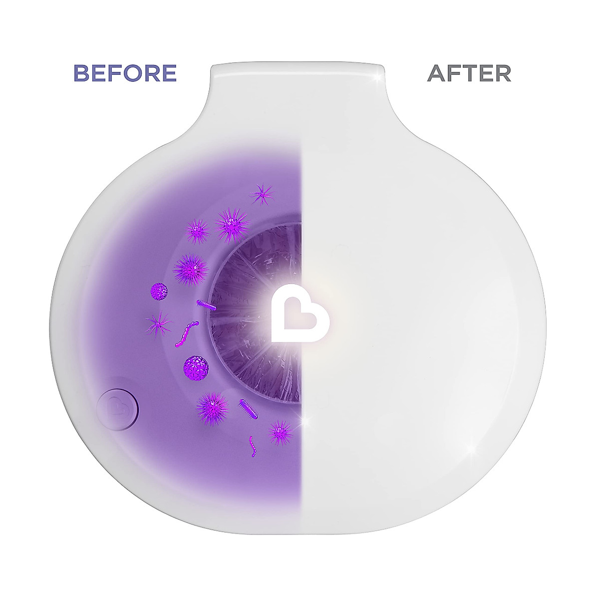 Munchkin® UV Diaper Pail #1 in Odor Control, LED UV Lights Kills 99% of Germs and Odor Causing Bacteria on Lid Surface, Includes 1 UV Snap, Seal & Toss™ Bag and 3 UV Refill Rings