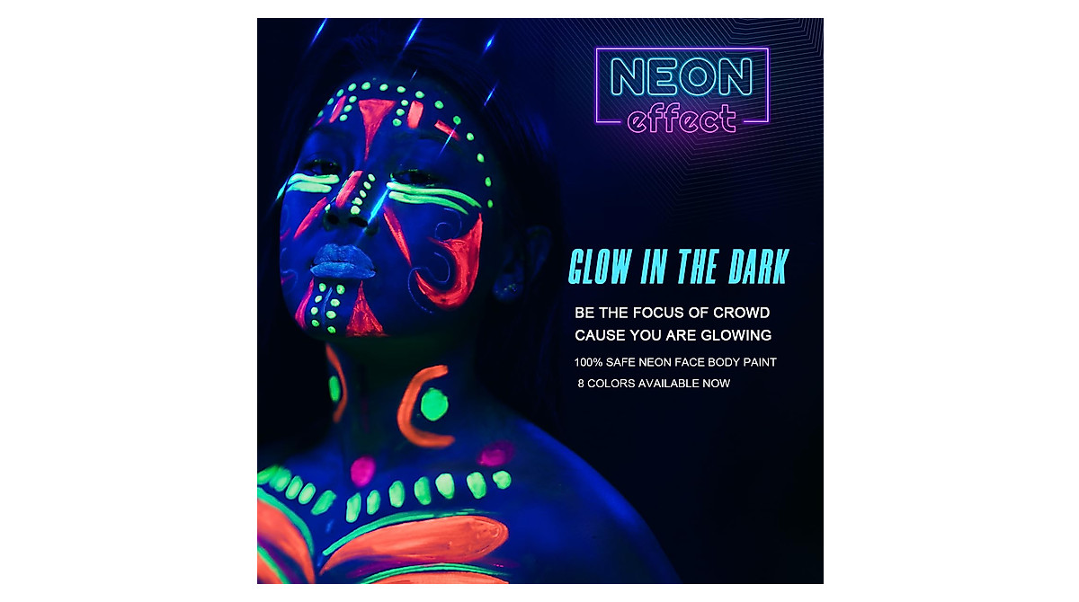 Bowitzki UV Neon Face & Body Paint Kit - 8 Colors