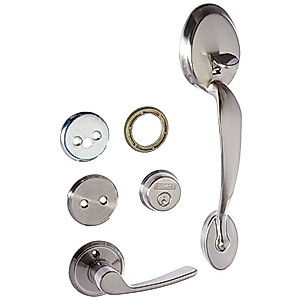 SCHLAGE F93PLY619MER(RH) Plymouth Dummy Door Handle Set with Merano Right Hand Interior, Satin Nickel