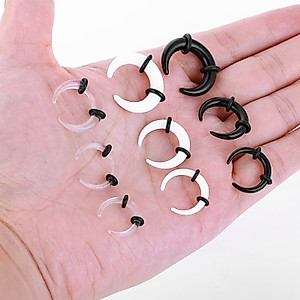 Yolev 18Pcs Acrylic Septum Piercing Pincher Tapers Rings C Shape Buffalo Stretching Expander Rings for Women Men Nose Ear Cartilage