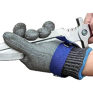 Schwer ANSI A9 Cut Resistant Glove, Food Grade Stainless Steel wire Mesh Metal Gloves, Knife Cutting Gloves for kitchen Mandoline Slicing Butcher Meat Cutting Oyster Shucking Fish Fillet（L, 1 PCS）