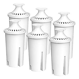 FilterLogic NSF Certified Pitcher Water Filter, Replacement for Brita® Classic 35557, OB03, Mavea® 107007, Replacement for Brita® Pitchers Grand, Lake, Capri, Wave and More (Pack of 6)