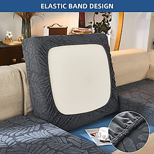 Eismodra Couch Covers for 2 Cushion Couch Sofa Stretch Sectional Couch Cover for Dogs Pet L Shaped Sofa Slipcovers 3 Cushion Seat Leather Furniture Protector,Gray Length 37-53 inches (Only 1 Piece)