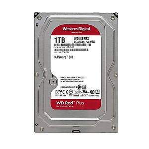 Western Digital 1TB WD Red Plus NAS Internal Hard Drive HDD - 5400 RPM, SATA 6 Gb/s, CMR, 64 MB Cache, 3.5" - WD10EFRX