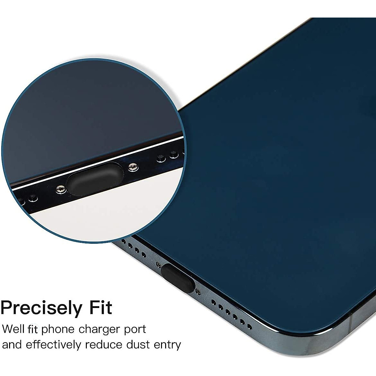 CaseBuy 10x Anti Dust Plugs Compatible with iPhone 14, 14 Pro Max, 13, 13 Pro, 12, 12 Pro Max, 11, 11 Pro, X, XS, XR, 8, 7, iPhone Charging Port Dust Cover | Silicone iPhone Dust Plugs, Black