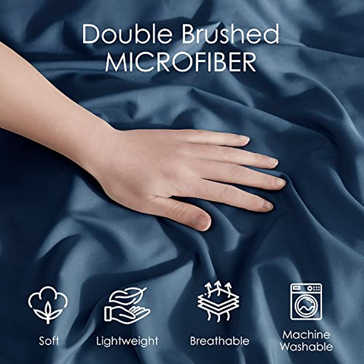 Hearth & Harbor Navy Blue Duvet Cover Queen Size - 3 Piece Queen Duvet Cover Set, Soft Double Brushed Queen Size Duvet Covers with Button Closure, 1 Duvet Cover 90x90 inches and 2 Pillow Shams