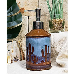 Ebros Rustic Southwestern Desert Cactus Arizona Wilderness Bathroom Accent Resin Figurine Accessories Western Country Cabin Lodge Decorative (5 Piece Bathroom Set)