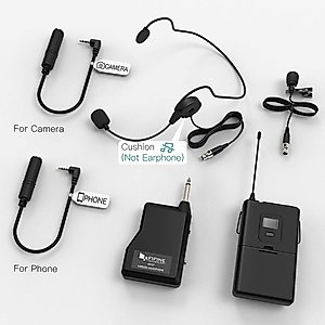 FIFINE Wireless Microphone System, Wireless Microphone set with Headset and Lavalier Lapel Mics, Beltpack Transmitter and Receiver,Ideal for Teaching, Preaching and Public Speaking Applications-K037B