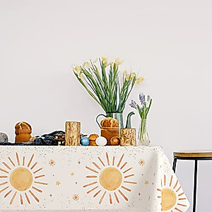 HAKOTI First Trip Around The Sun Tablecloth Decoration- 2PCS Boho Sun Baby Shower Table Covers,You are My Sunshine Supplies for 1st Birthday Party,Gender Reveal（White and Yellow）