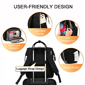 LOVEVOOK Laptop Backpack for Women Fashion Travel Backpack for Work Business Teacher Nurse Stylish Computer Bag 15.6-Inch Backpack Purse with USB Port